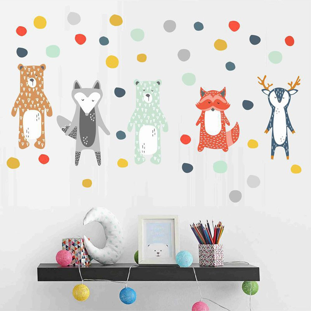 Nordic Forest Animals Wall Stickers – Cozy Nursery