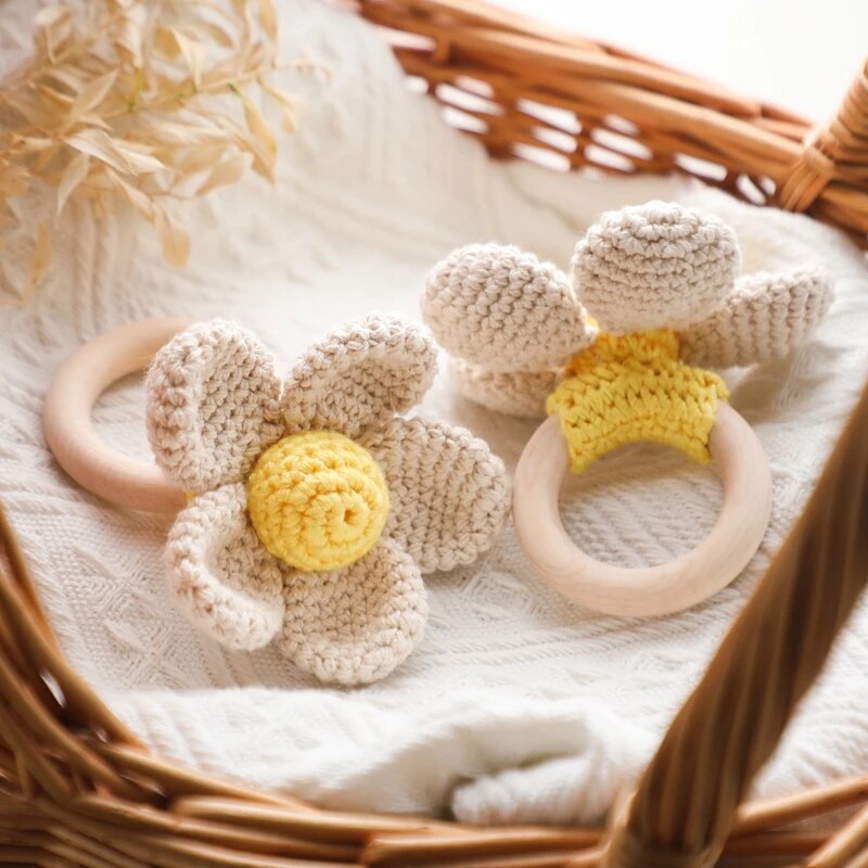 Flower Newborn Teether Handmade Crochet – Cozy Nursery