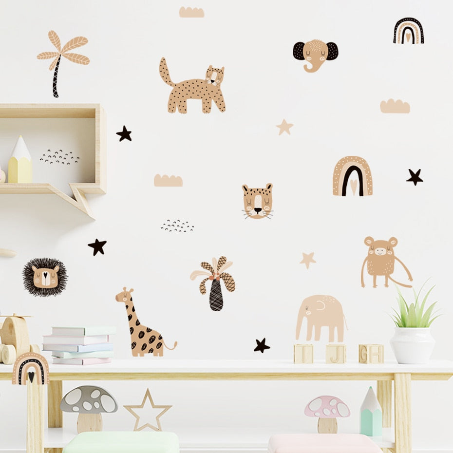 Boho Safari Animals Nursery Wall Decals – Cozy Nursery