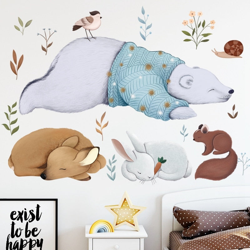 Sleeping Animals Wall Stickers – Cozy Nursery