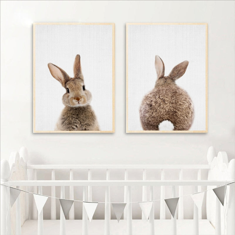 Bunny Rabbit Tail Canvas Colour Image – Cozy Nursery