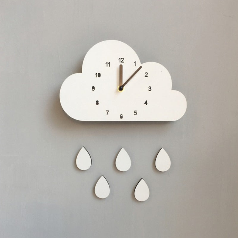 Nordic Nursery Wooden Cloud Wall Clock – Cozy Nursery